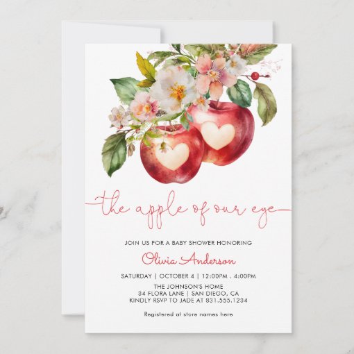 Apple of My Eye Fall Apple Baby Shower Invitation | Zazzle