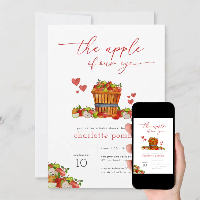 Apple of My Eye Fall Apple Baby Shower Invitation | Zazzle