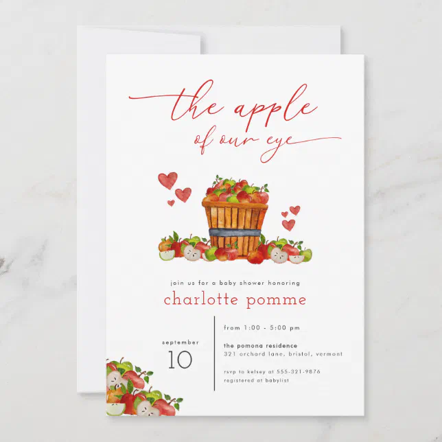 Apple of My Eye Fall Apple Baby Shower Invitation | Zazzle