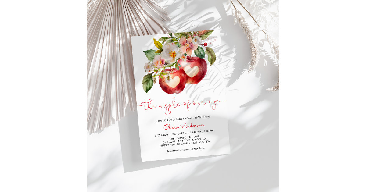 Apple of My Eye Fall Apple Baby Shower Invitation | Zazzle
