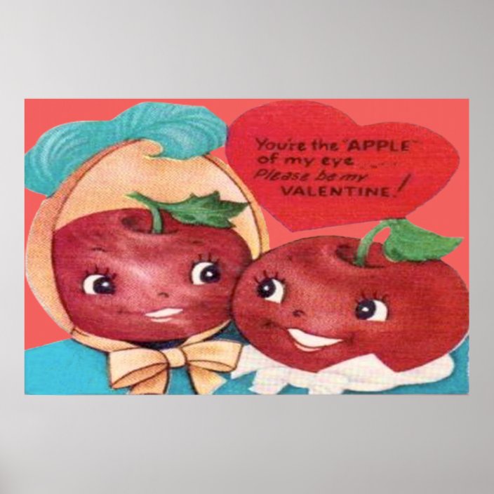 Apple Of My Eye Heart Valentine Poster | Zazzle.com