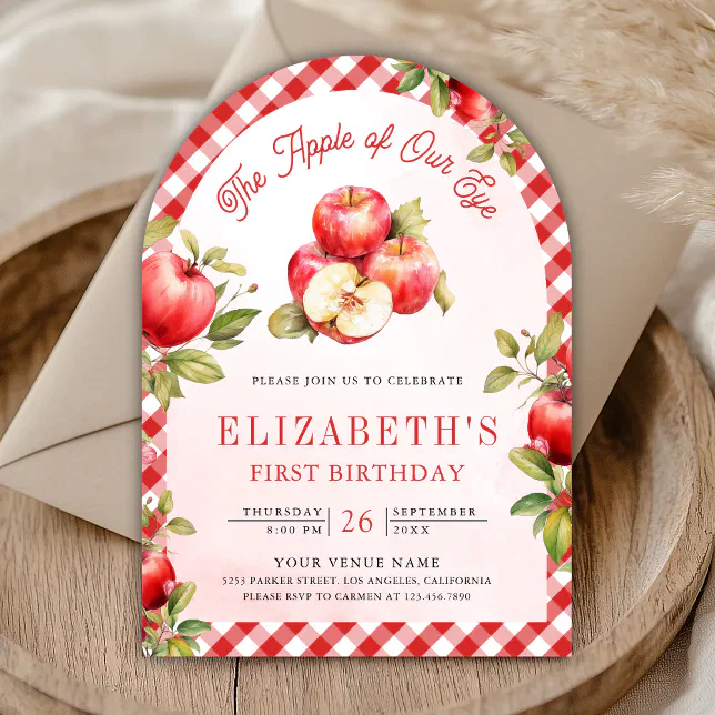 Apple Of Our Eye 1st First Photo Birthday Party Invitation | Zazzle
