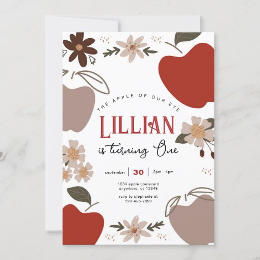 Apple of our Eye Apple Themed Birthday Invitation | Zazzle