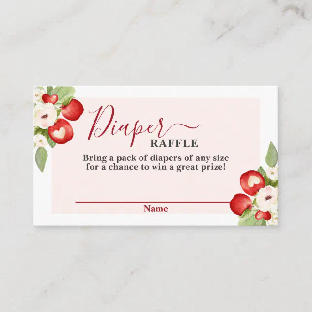 Apple of Our Eye Baby Shower Diaper Raffle Card | Zazzle