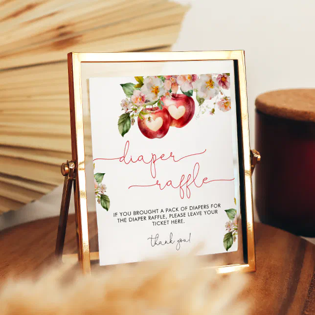 Apple of Our Eye Baby Shower Diaper Raffle Poster | Zazzle