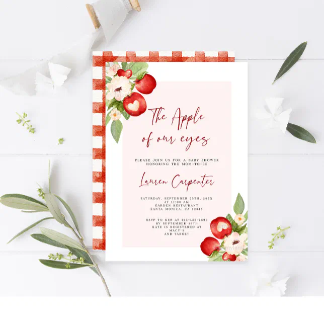 Apple of Our Eye Baby Shower Invitation | Zazzle