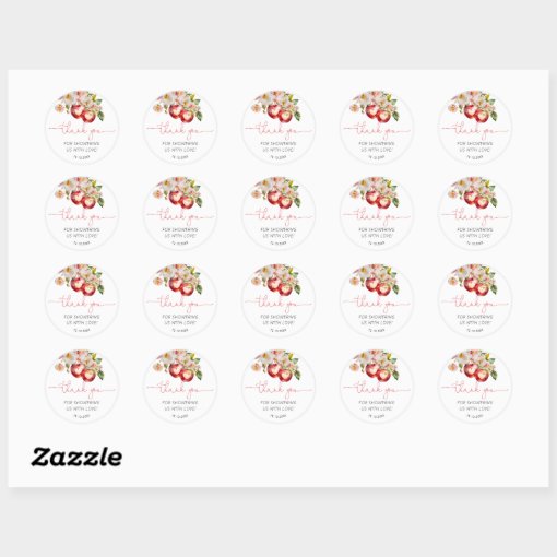 Apple of Our Eye Baby Shower Thank You Classic Round Sticker | Zazzle