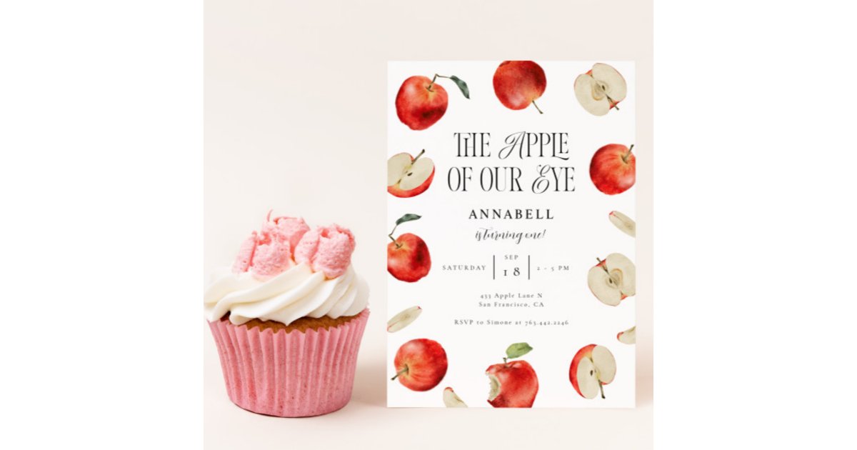 Apple Of Our Eye Birthday Party Invitation | Zazzle