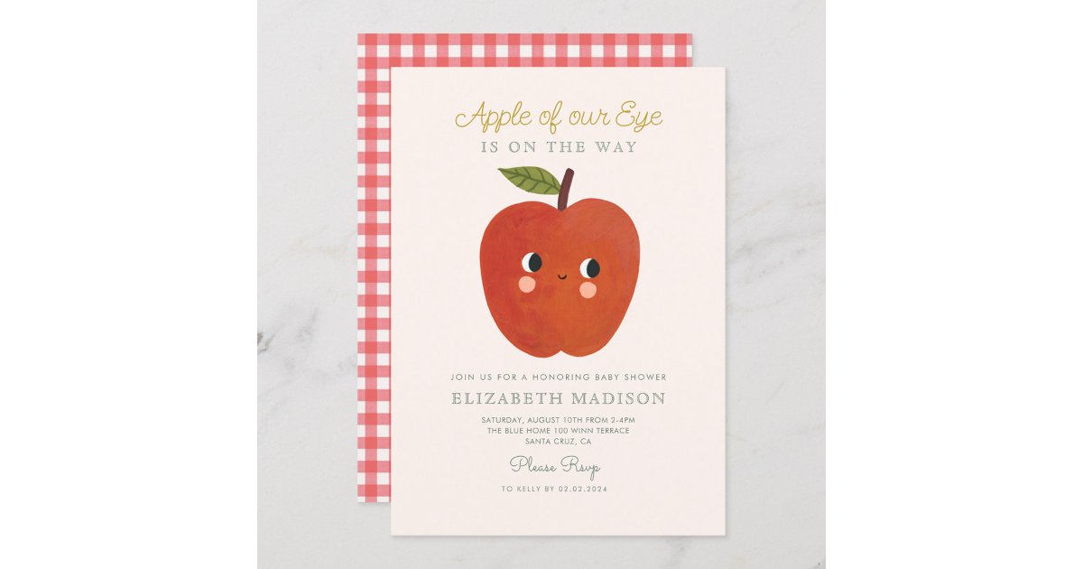 Apple of our eye cute Apple Baby Shower Invitation | Zazzle
