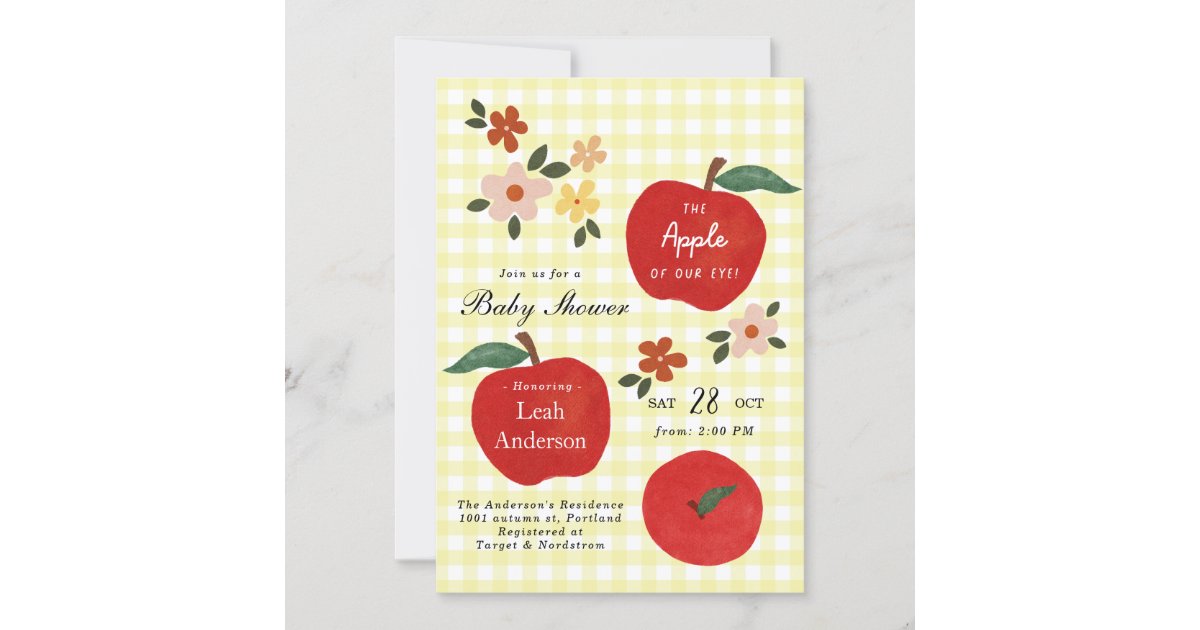 Apple of Our Eye Fall Apple Baby Shower Invitation | Zazzle