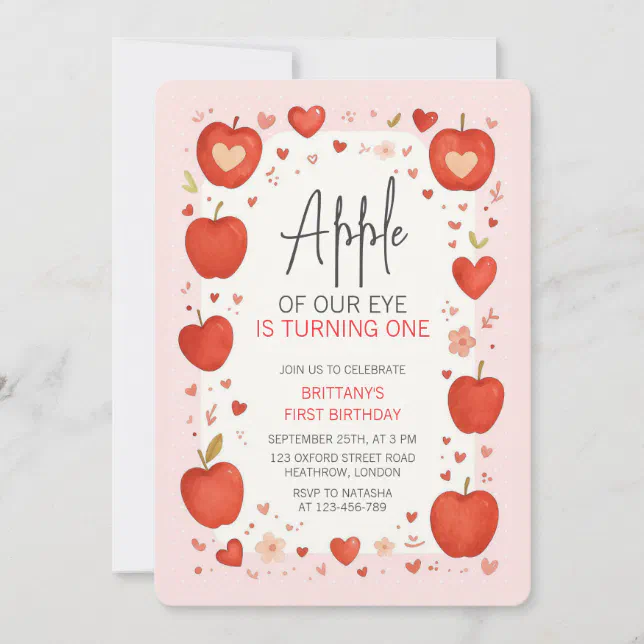 Apple of Our Eye Fall Themed Birthday Invitation | Zazzle