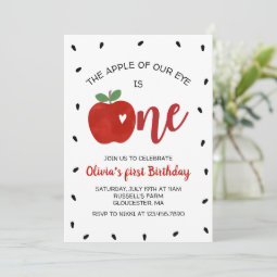 Apple of our Eye first birthday Invitation | Zazzle