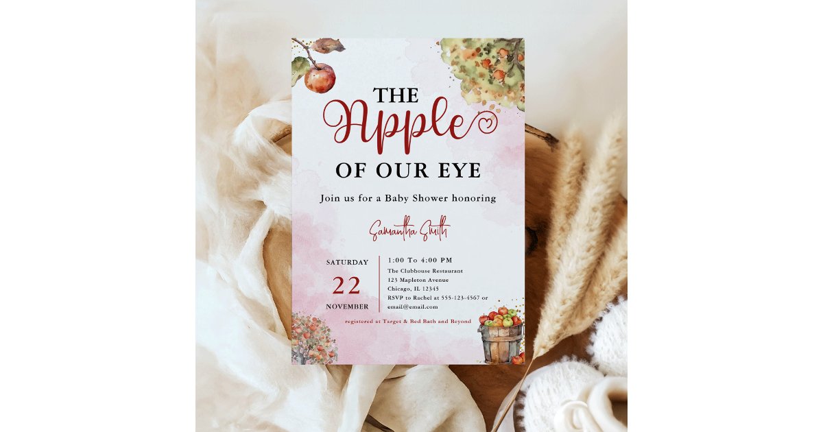 Apple of Our Eye Watercolor Fall Apple Baby Shower Invitation | Zazzle