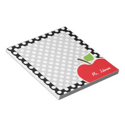 Apple on Black and White Polka Dots Notepad | Zazzle