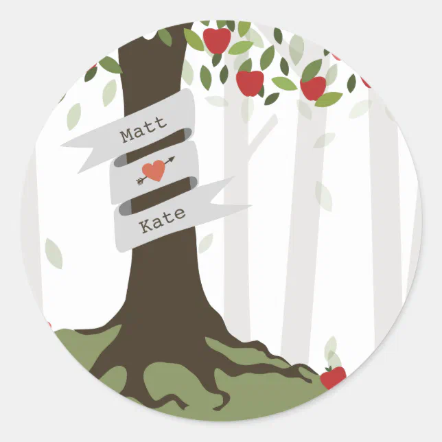 Apple Orchard Fall Autumn Wedding Classic Round Sticker | Zazzle