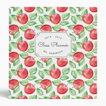 Apple Pattern Personalized Teacher 3 Ring Binder | Zazzle