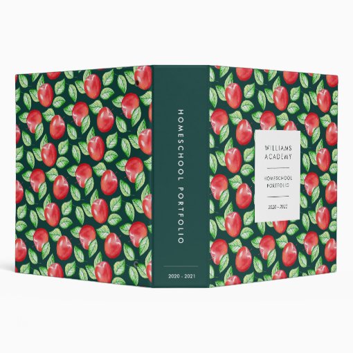 Apple Patterned Personalized Homeschool Portfolio 3 Ring Binder | Zazzle