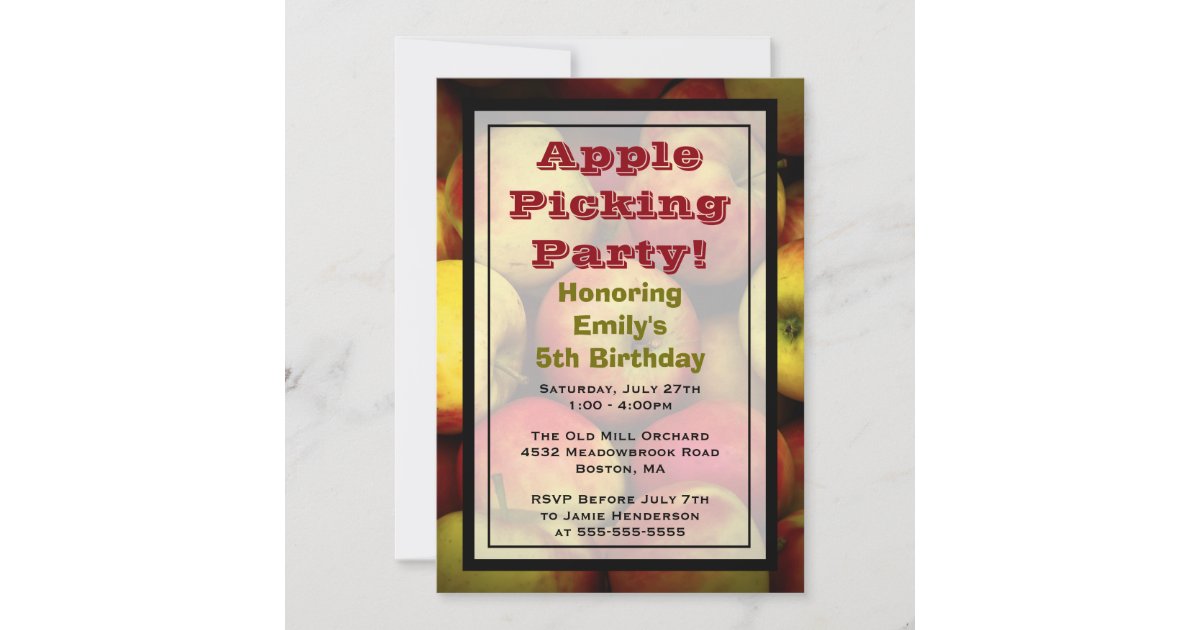Apple Picking Birthday Party Invitation | Zazzle