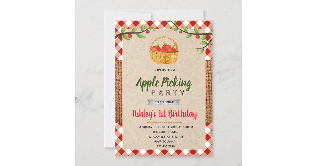 Apple picking party invitation | Zazzle