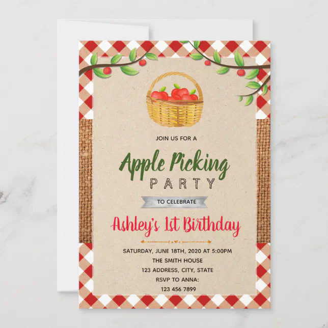 Apple picking party invitation | Zazzle