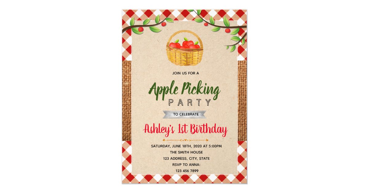 Apple picking party invitation | Zazzle.com