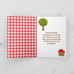 Apple Picking Red Hair Boy Happy Birthday Card | Zazzle