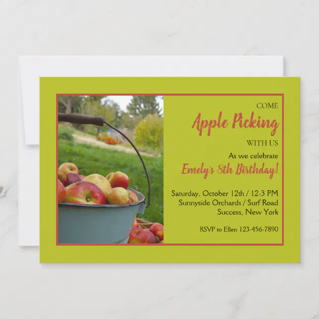 Apple Picking Time Invitation | Zazzle