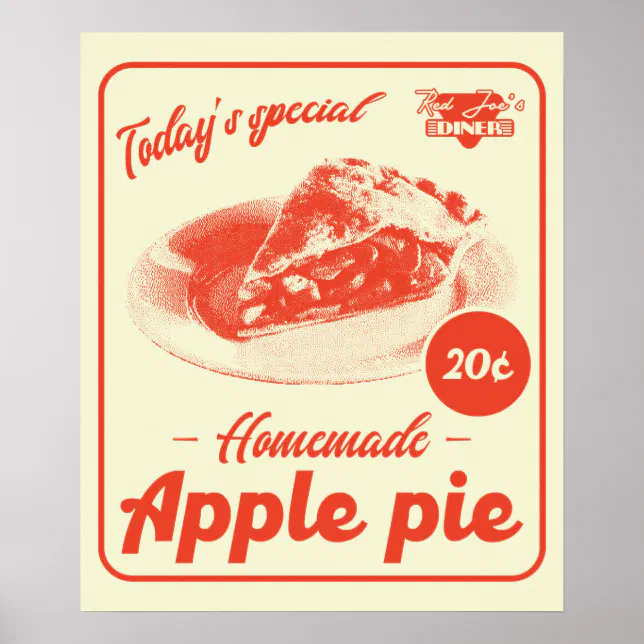 Apple Pie Retro Aesthetic Diner Promo Poster | Zazzle