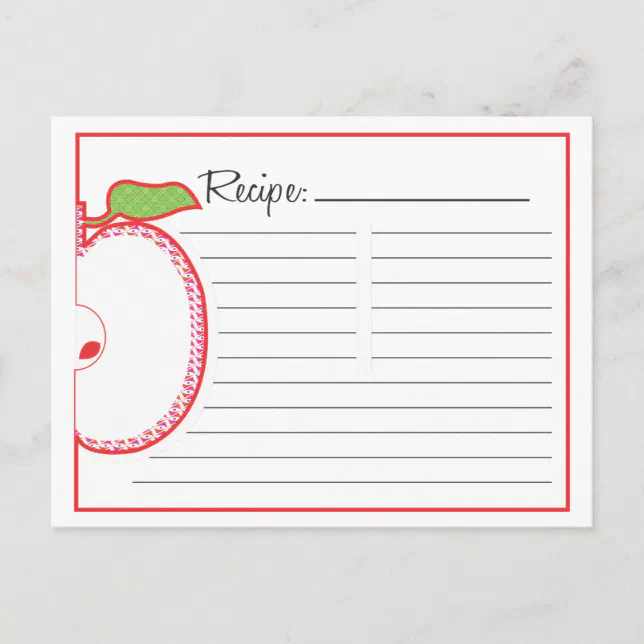 Apple Recipe Card | Zazzle