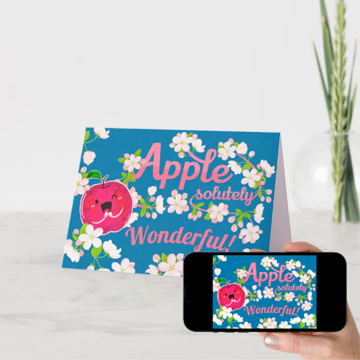Apple-solutely Wonderful | Apple Pun Card | Zazzle