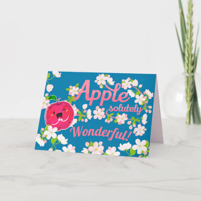Apple-solutely Wonderful | Apple Pun Card | Zazzle