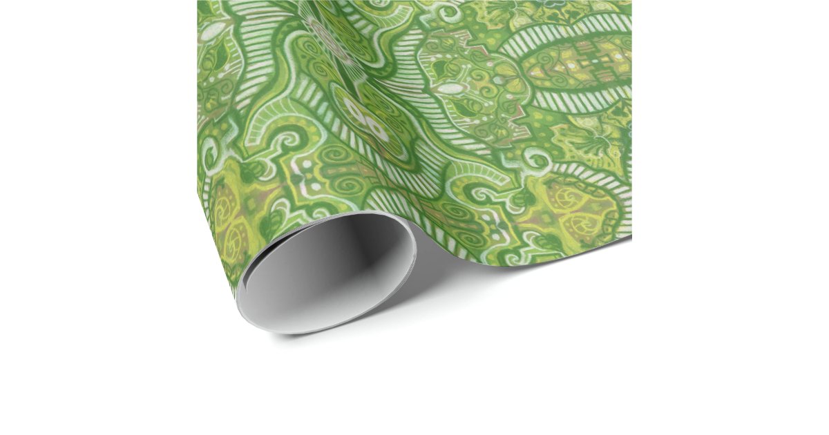 Apple Stripe Bohemian Arabesque Pattern Chartreuse Wrapping Paper | Zazzle