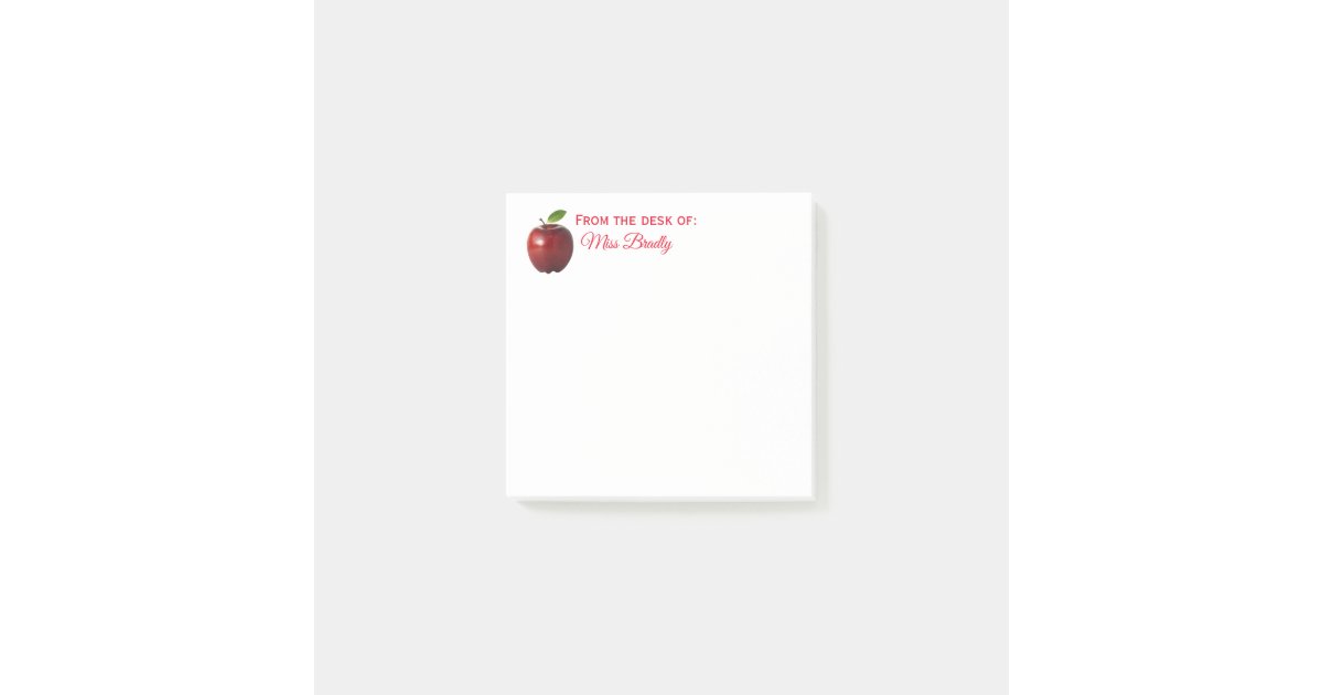 Apple Teacher -From the Desk of Custom Post-it Notes | Zazzle