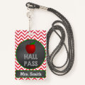 Apple Teacher Hall Pass for Classroom Badge | Zazzle