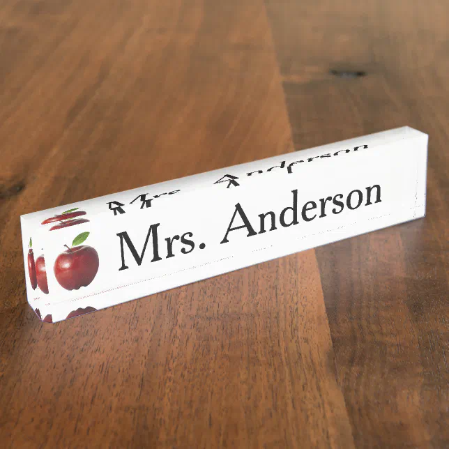 Apple Teacher Nameplate for desk | Zazzle