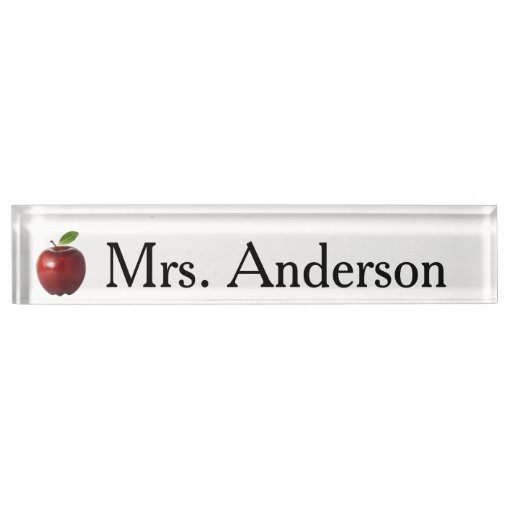 Apple Teacher Nameplate for desk | Zazzle
