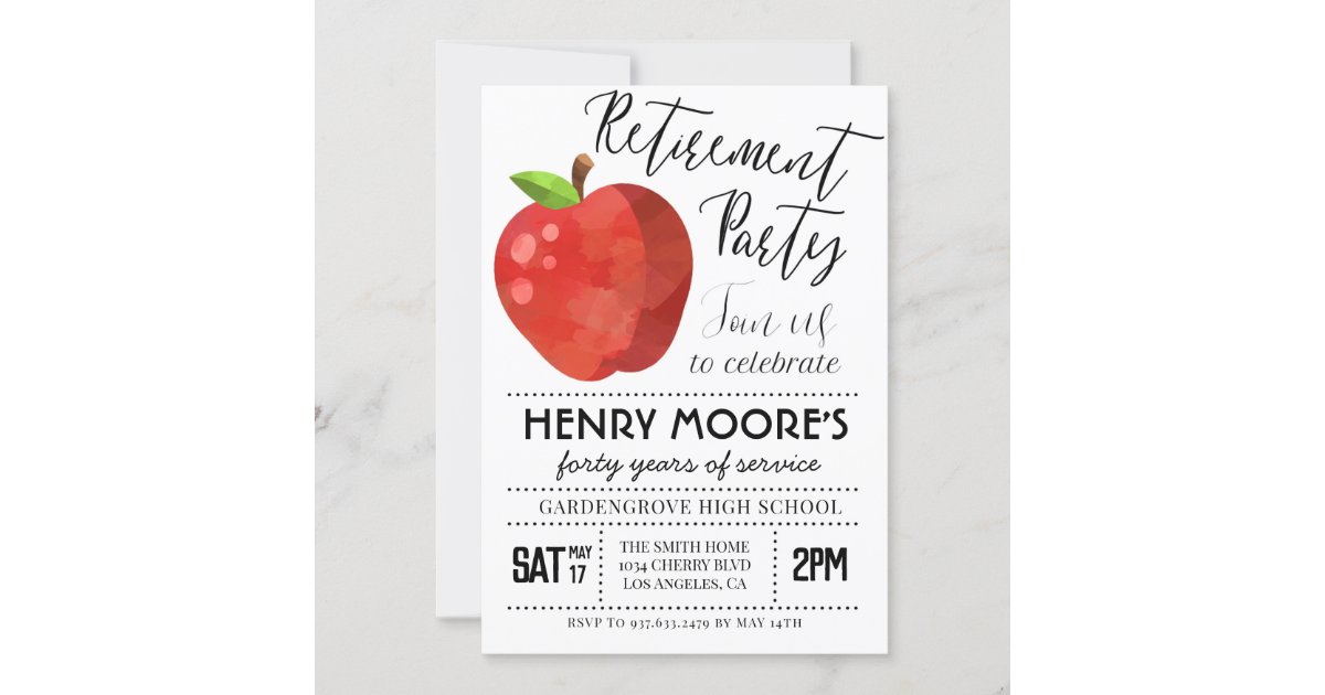 Apple Teacher Retirement Party Invitation | Zazzle