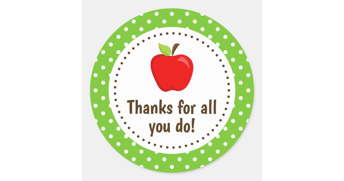 Apple Thank You Teacher Appreciation Green Spots C Classic Round ...
