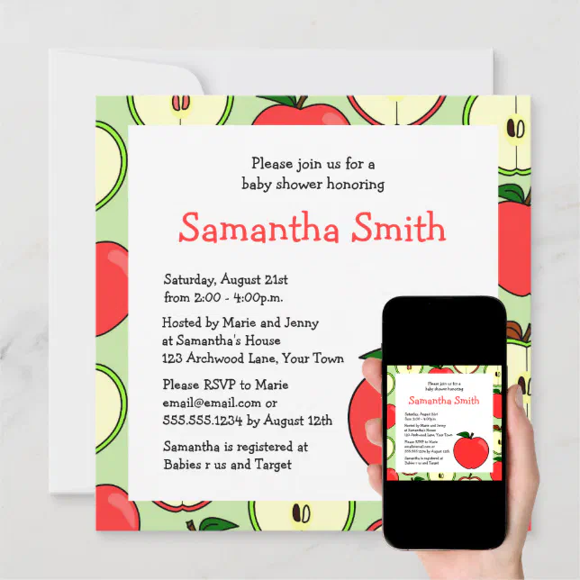 Apple Themed Baby Shower Invitation | Zazzle
