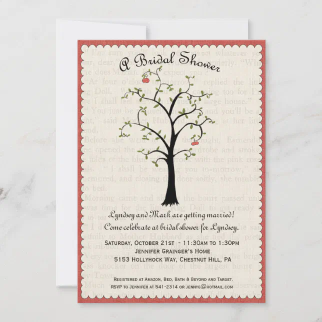 Apple Tree Bridal Shower Invitation | Zazzle
