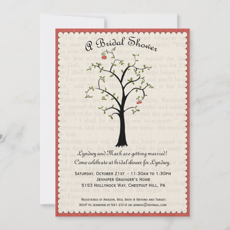 Apple Tree Bridal Shower Invitation | Zazzle