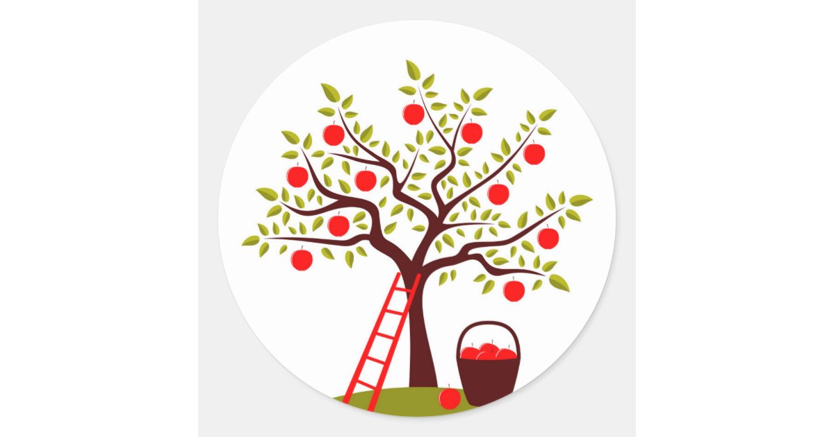 Apple Tree Classic Round Sticker | Zazzle