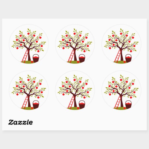 Apple Tree Classic Round Sticker | Zazzle