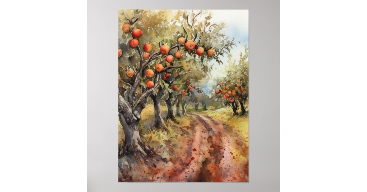 Apple Tree Grove during Harvest Season Poster | Zazzle