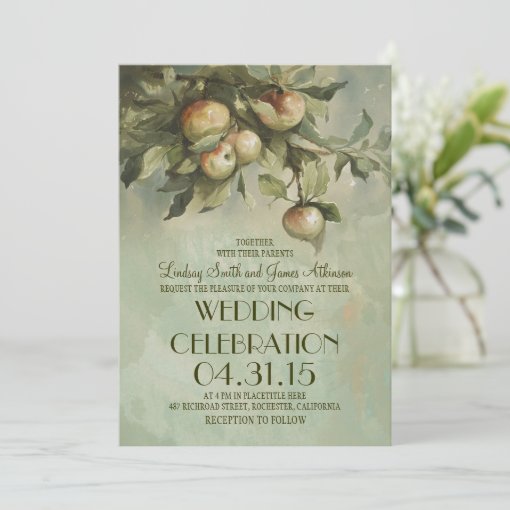 Apple tree rustic wedding invitations | Zazzle