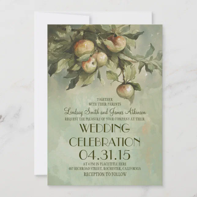 Apple tree rustic wedding invitations | Zazzle