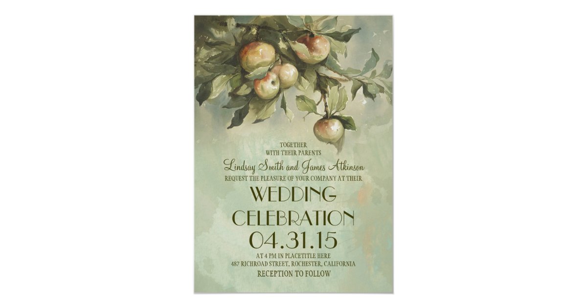 Apple tree rustic wedding invitations | Zazzle.com