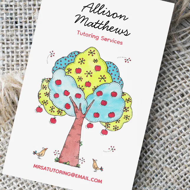 Apple Tree Tutoring Business Card | Zazzle