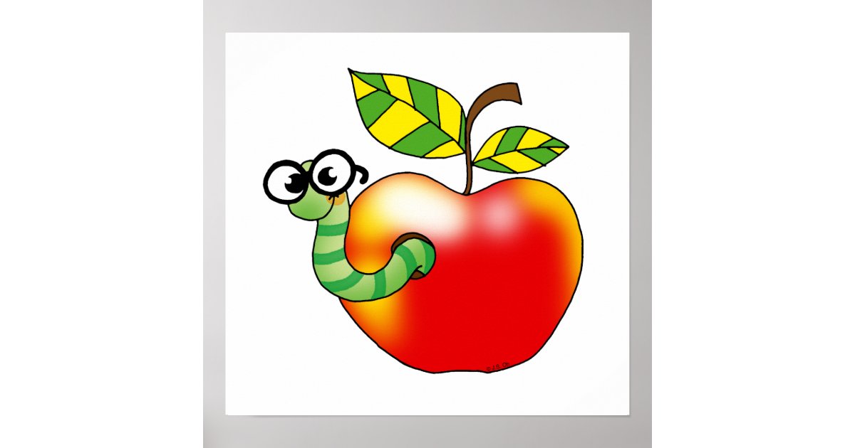 Apple & Worm, back to school Poster | Zazzle