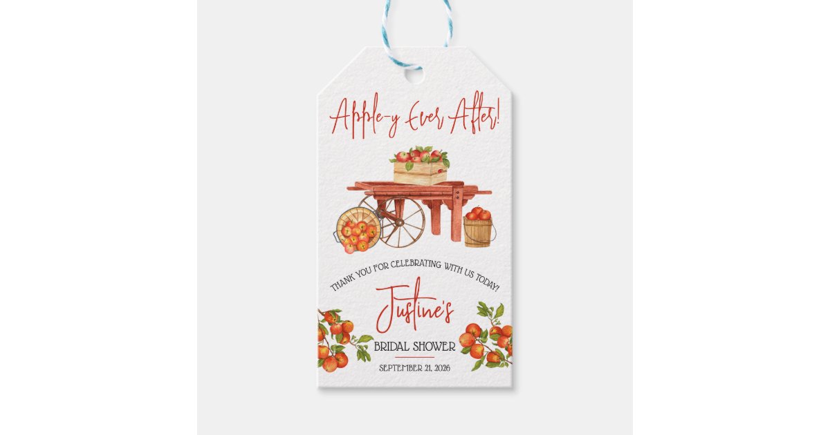 Apple-y Ever After! Apple Bridal Shower Favor Gift Tags | Zazzle